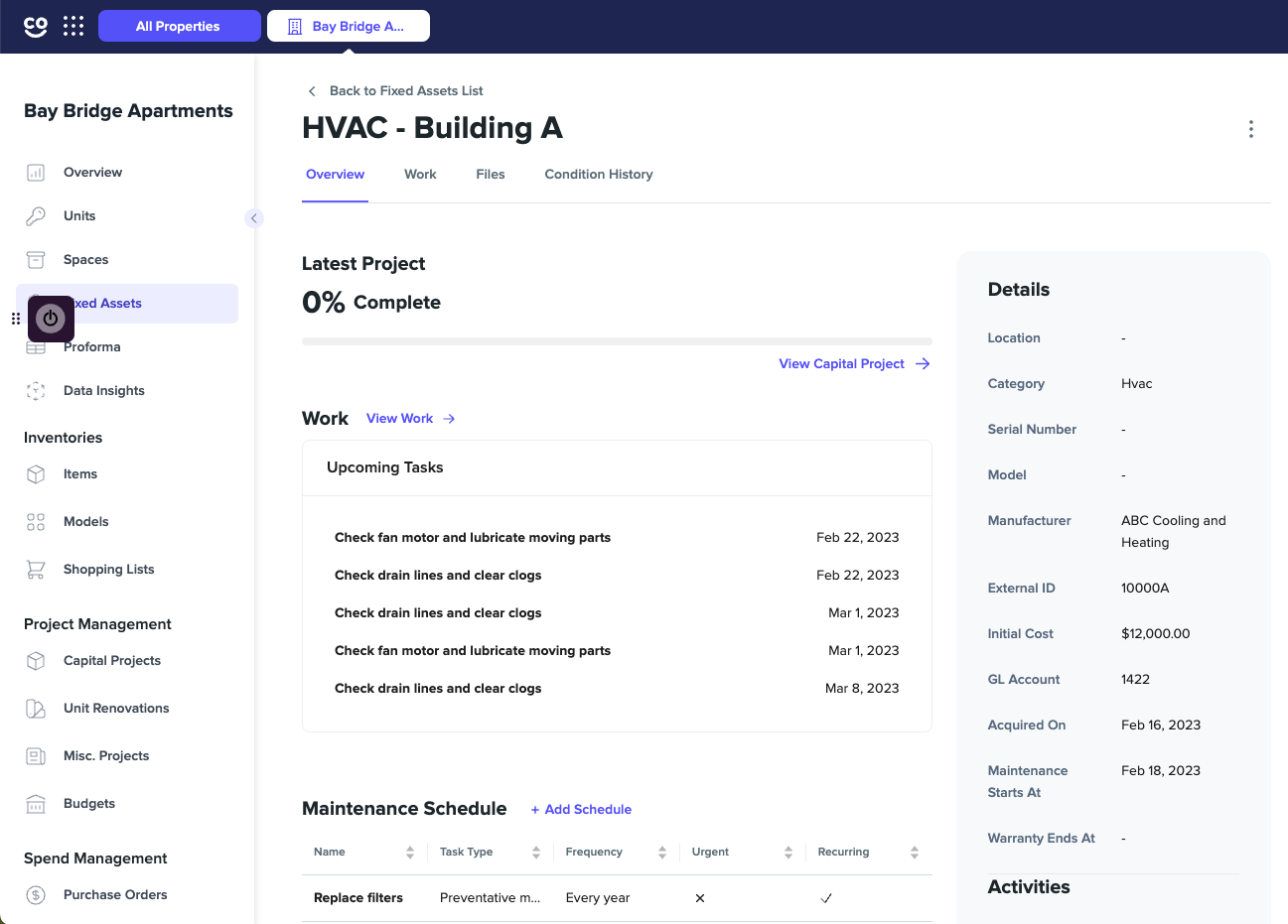 Fixed Assets: Overview and Maintenance, Work, Files, and Condition History – HappyCo
